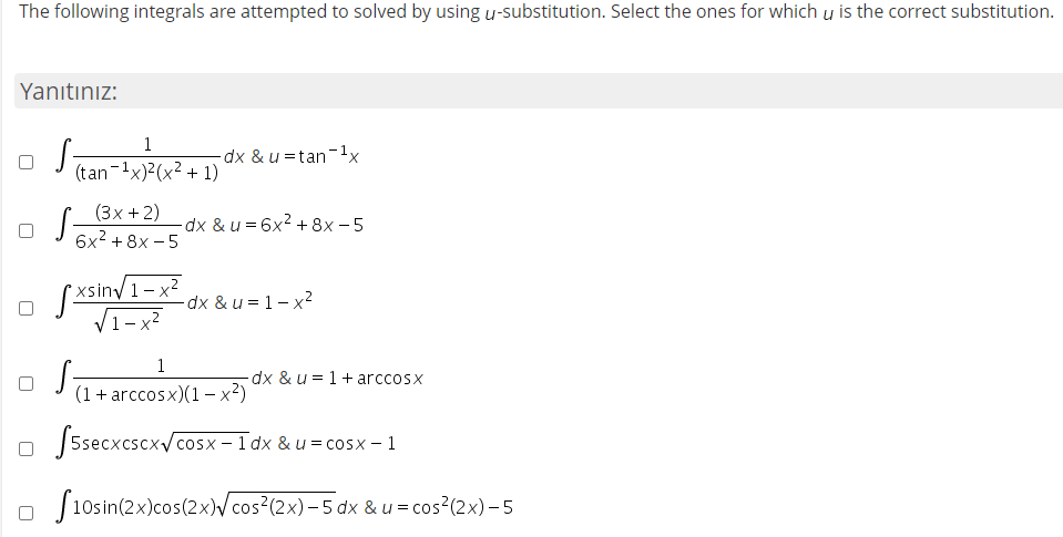 Solved The following integrals are attempted to solved by | Chegg.com