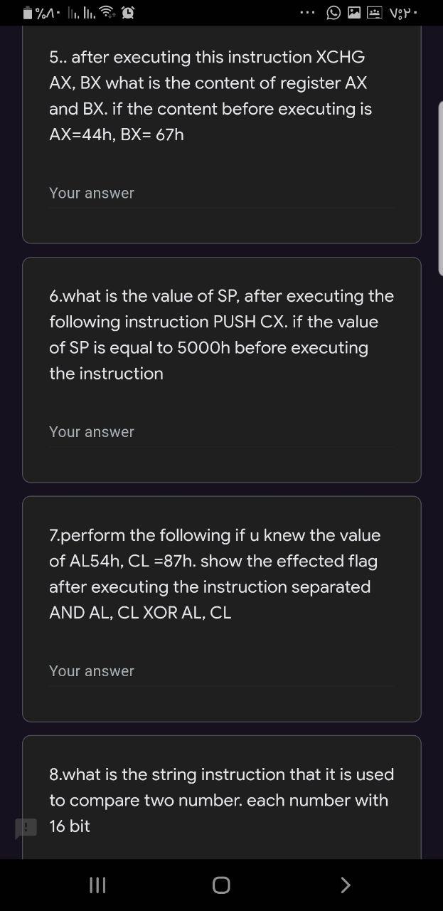Solved i%1. I. Voy 5.. after executing this instruction XCHG | Chegg.com