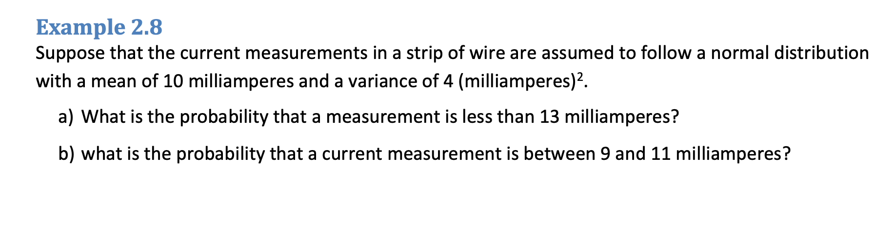 Solved Example 2.8 Suppose that the current measurements in | Chegg.com