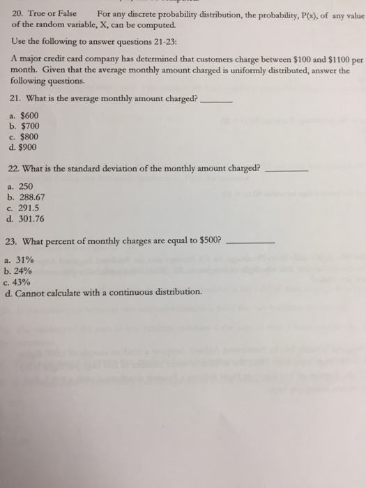 Solved True or False For any discrete probability | Chegg.com