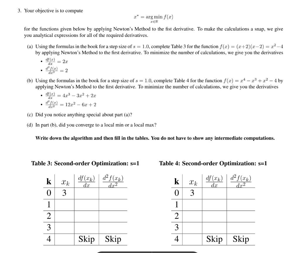 Solved 3. Your objective is to compute x∗=x∈Rargminf(x) for | Chegg.com