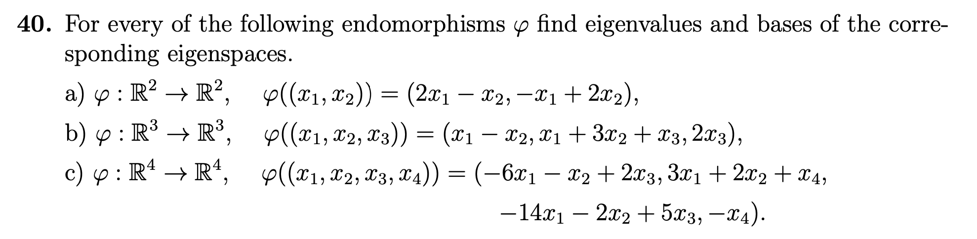 Solved 39. For the endomorphism | Chegg.com