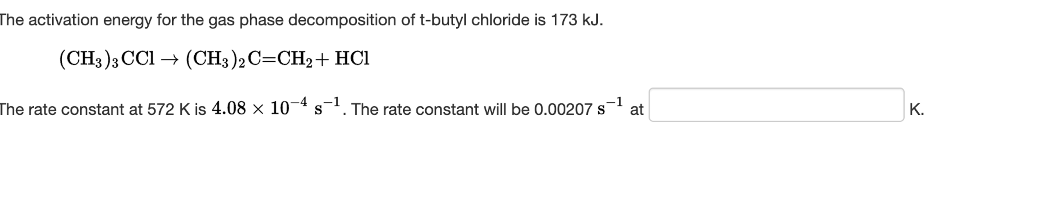 Solved The activation energy for the gas phase decomposition | Chegg.com