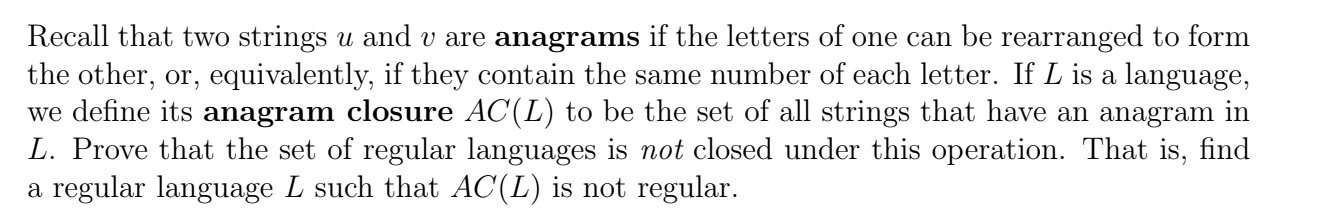 Solved Recall that two strings u and v are anagrams if the | Chegg.com