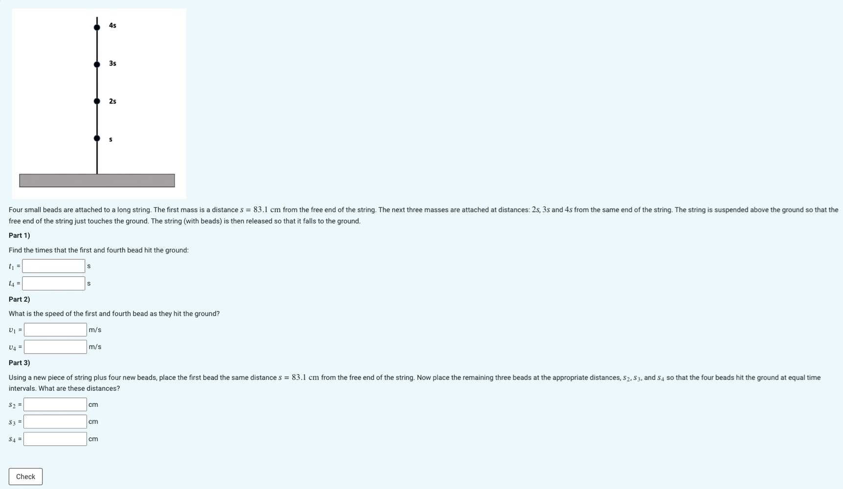 Solved free end of the string just touches the ground. The | Chegg.com