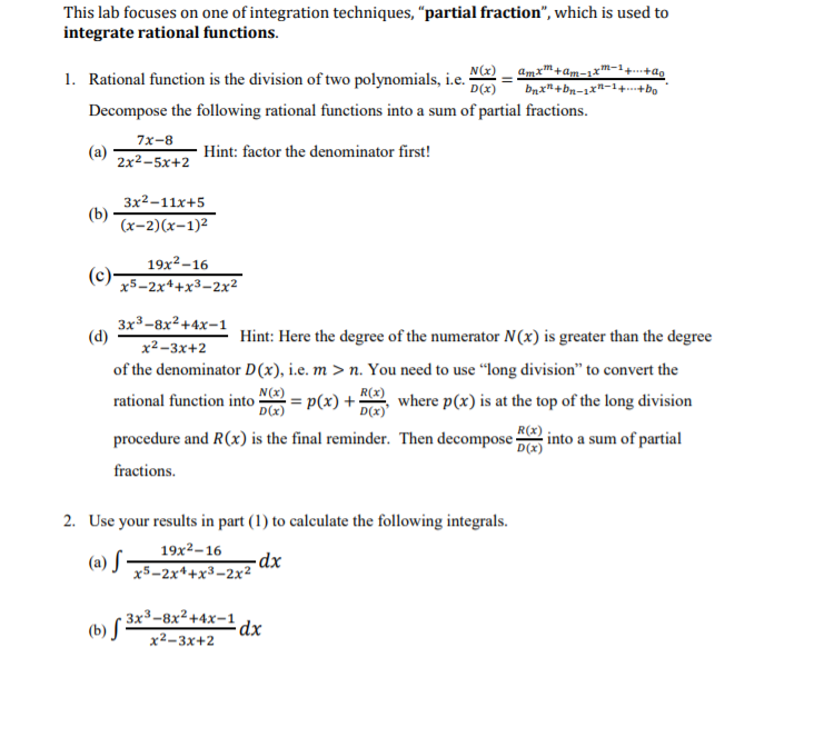 Solved This lab focuses on one of integration techniques, | Chegg.com