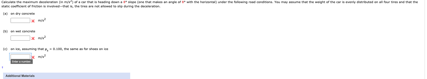 Solved Calculate The Maximum Deceleration In M S Of A Car