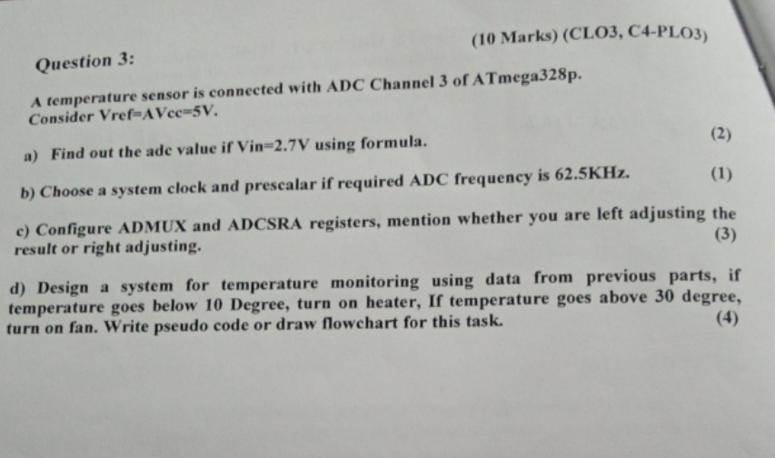 Solved Question 3: A temperature sensor is connected with | Chegg.com