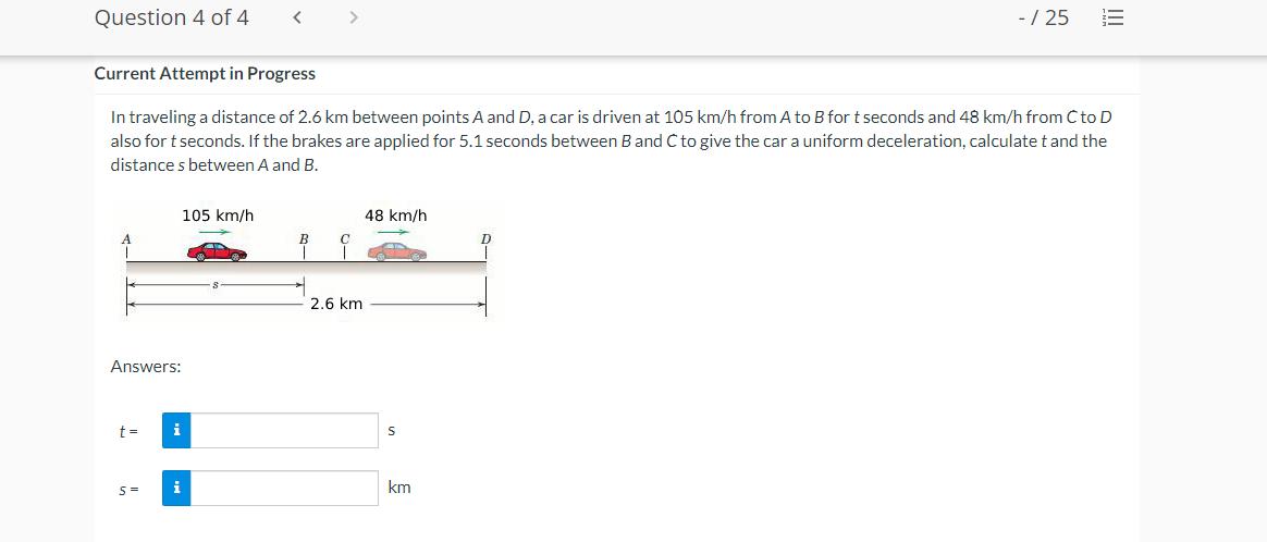 Solved In traveling a distance of 2.6 km between points A | Chegg.com