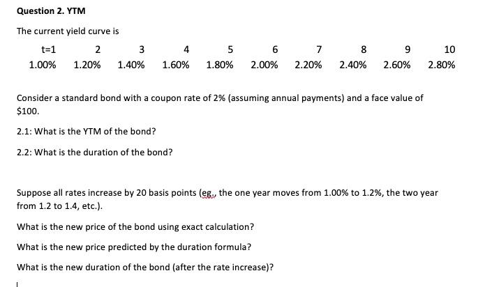 The current yield curve is Consider a standard bond | Chegg.com