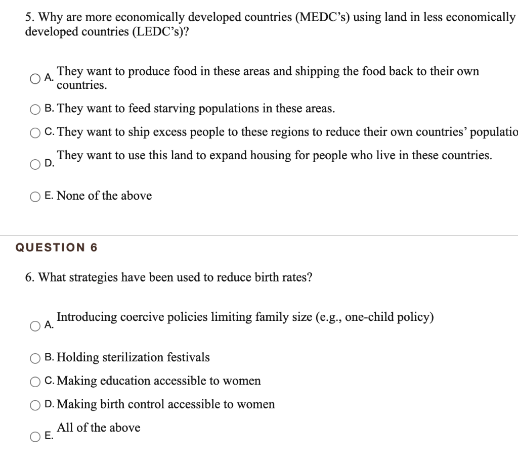Solved 5. Why are more economically developed countries | Chegg.com