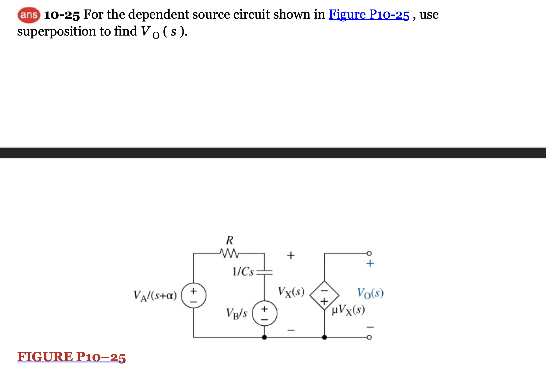 Solved ans 10-25 For the dependent source circuit shown in | Chegg.com