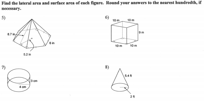 Solved Find the lateral area and surface area of each | Chegg.com
