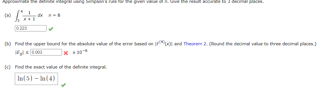 Solved Approximate the definite integral using Simpson's | Chegg.com