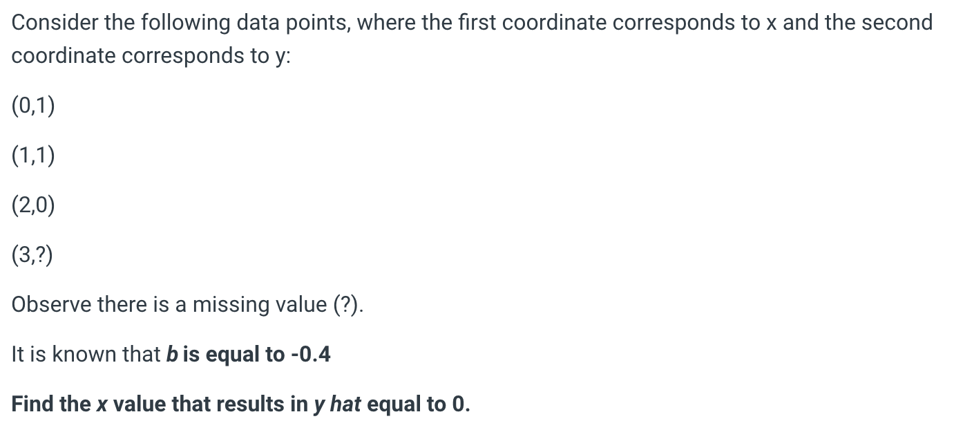 Solved Consider the following data points, where the first | Chegg.com