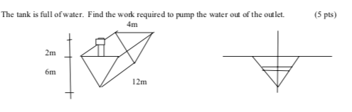 Solved The tank is full of water. Find the work required to | Chegg.com