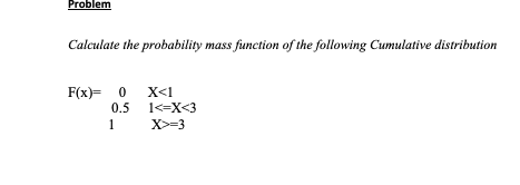 Solved Problem Calculate the probability mass function of | Chegg.com