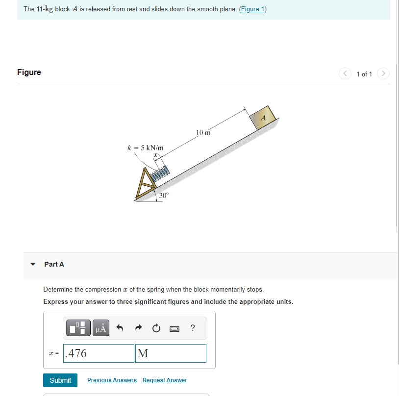 Solved FigurePart ADetermine the compression x ﻿of the | Chegg.com