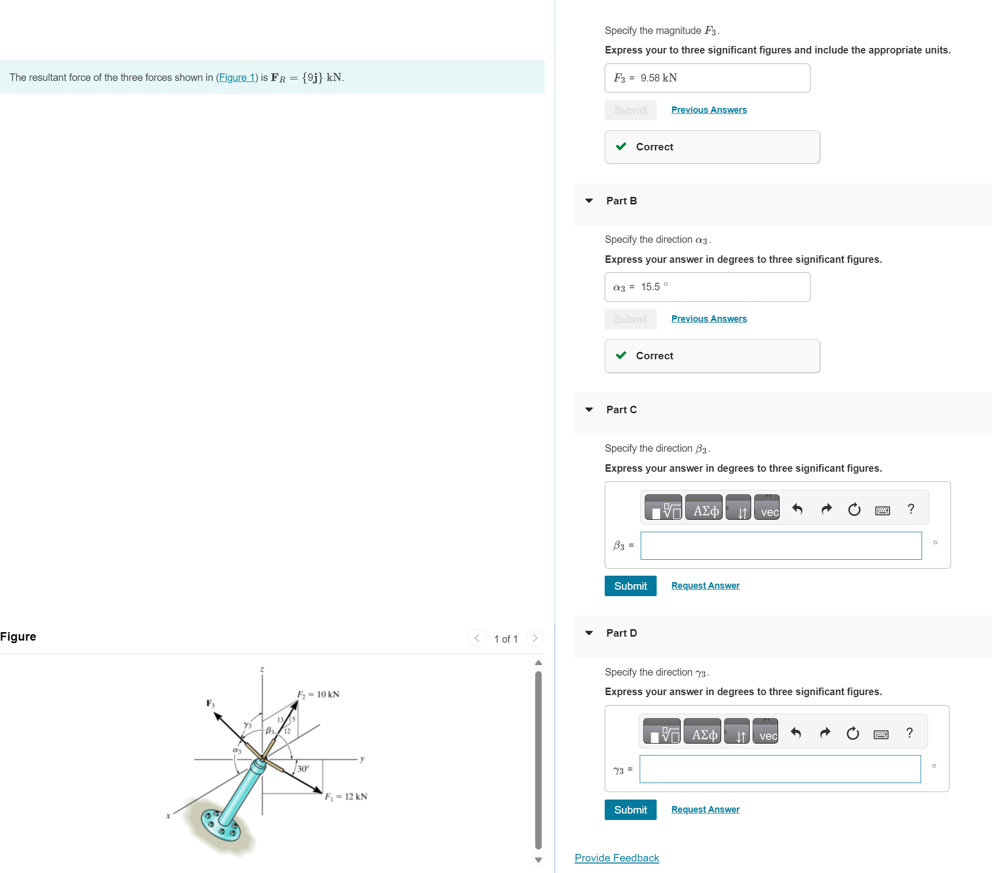 Solved Specify the magnitude F3.Express your to three | Chegg.com