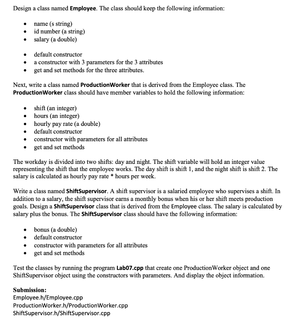 Solved Design a class named Employee. The class should keep | Chegg.com