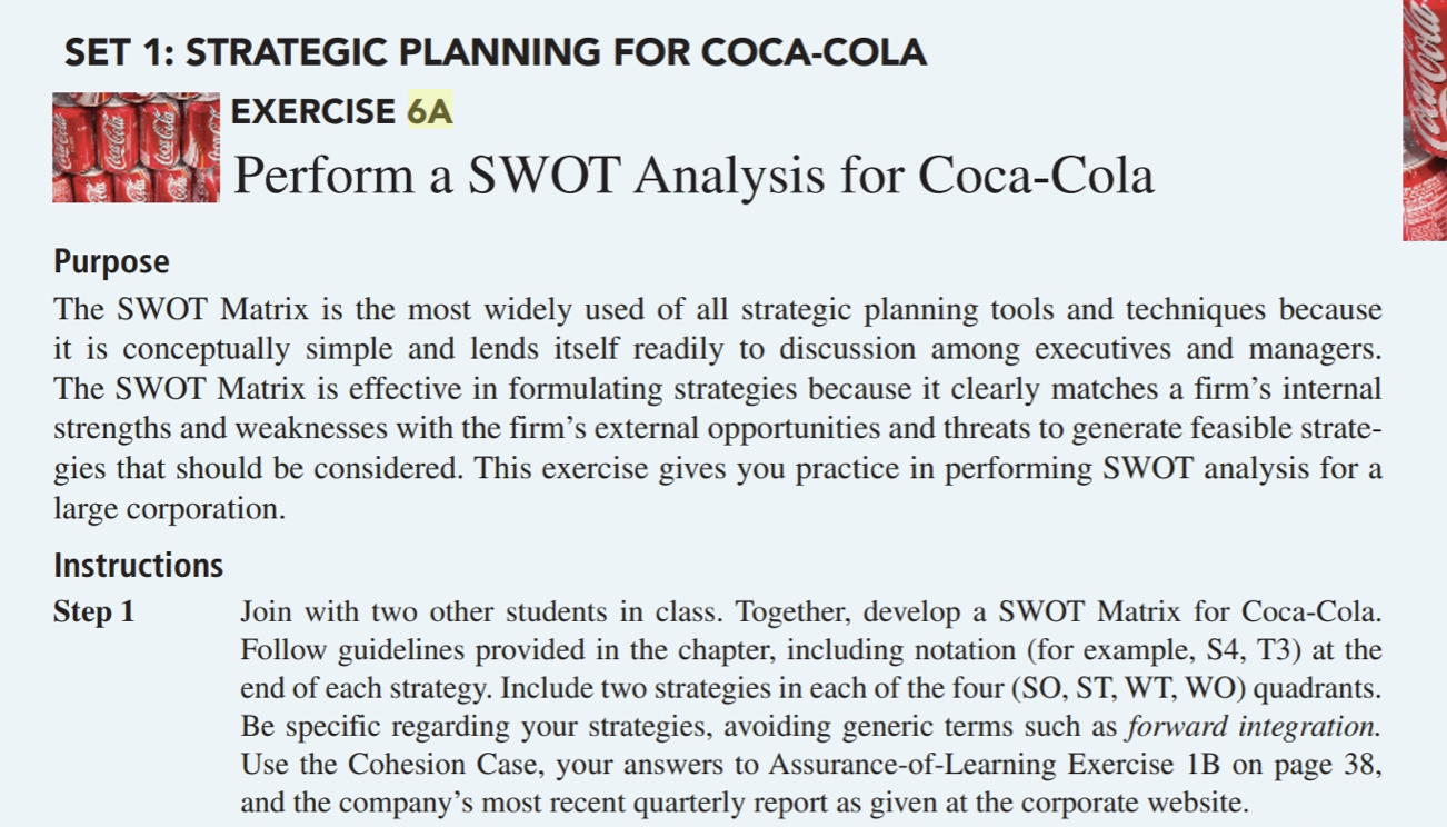 Solved How does this SWOT Matrix help us come up with good | Chegg.com