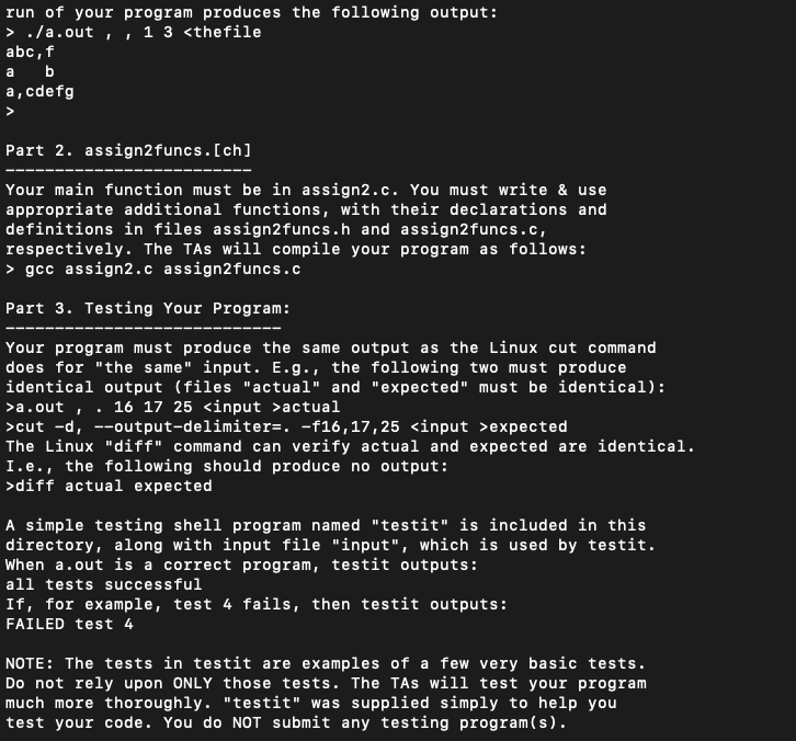 Part 1 Assign2 C Write A C Program In 3 Files As
