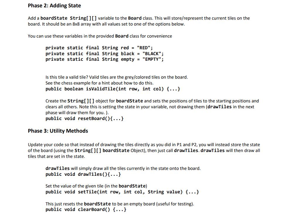 Solved Phase 1: Basic Board Drawing In this phase, you will | Chegg.com