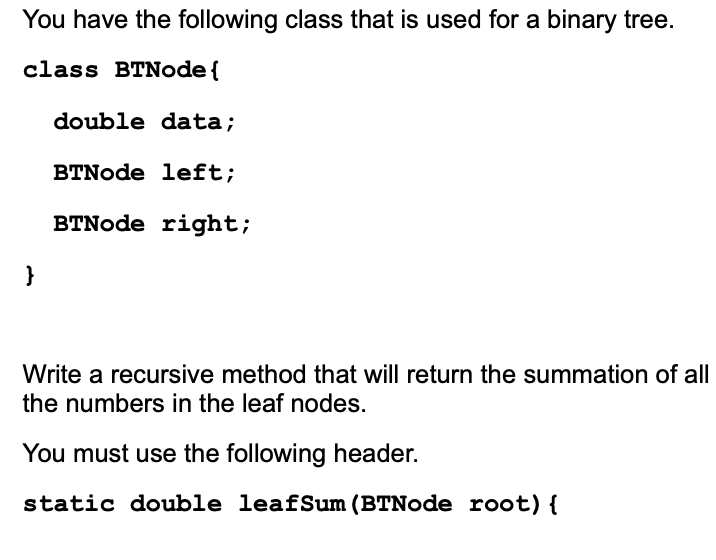 Solved You have the following class that is used for a | Chegg.com