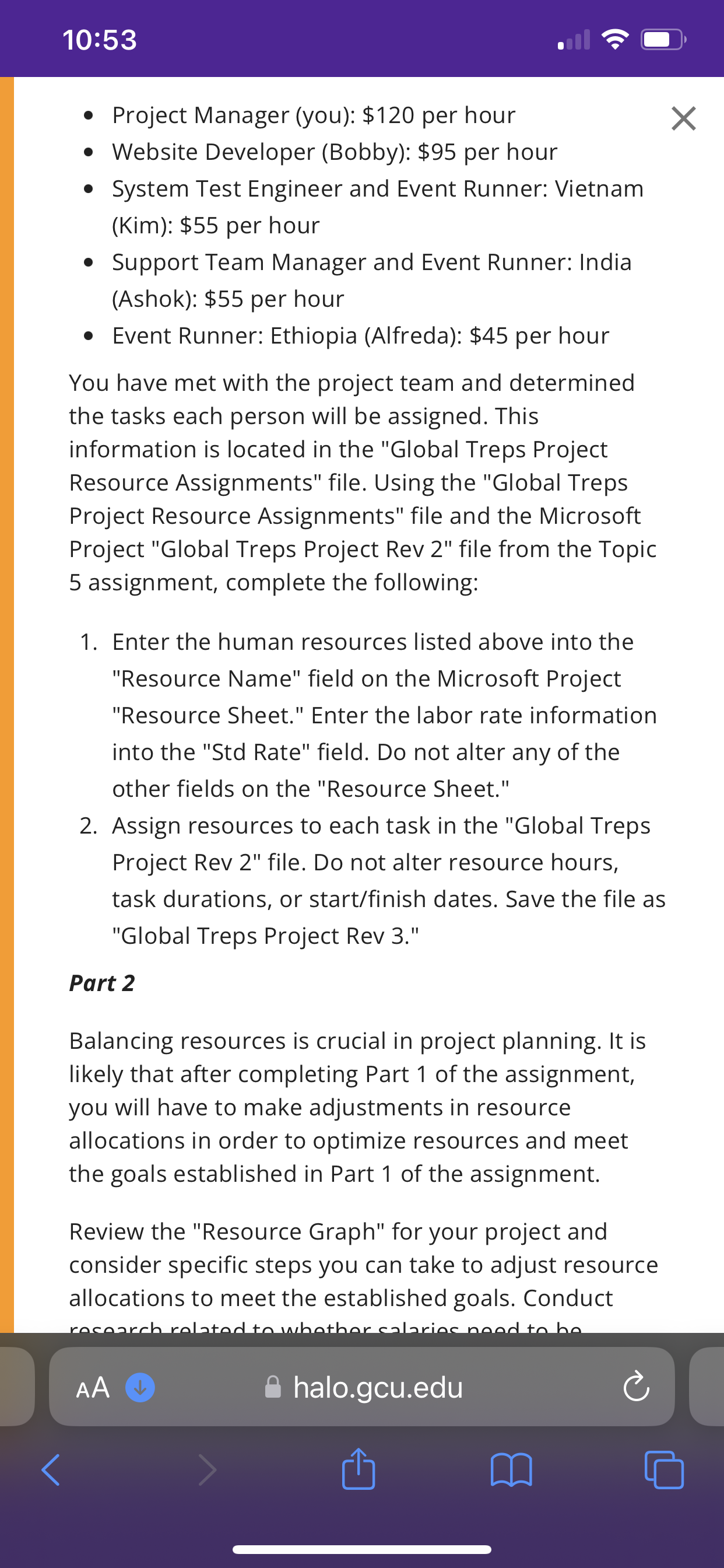 Solved Project Manager (you): $120 ﻿per hourWebsite | Chegg.com