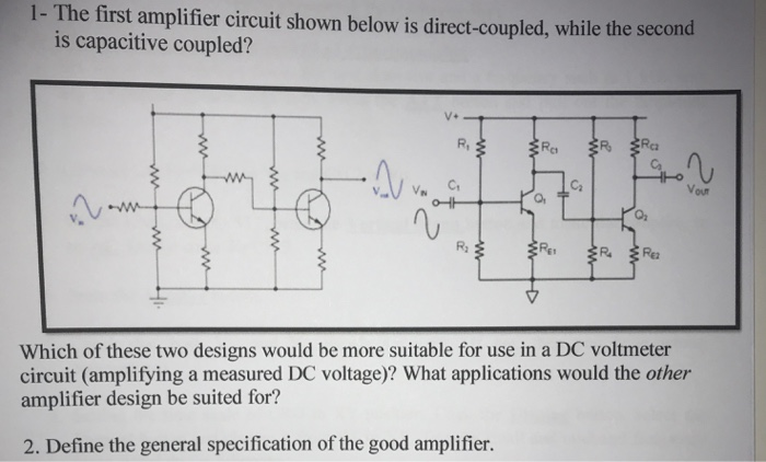 Direct coupled amplifier voltmeter circuit