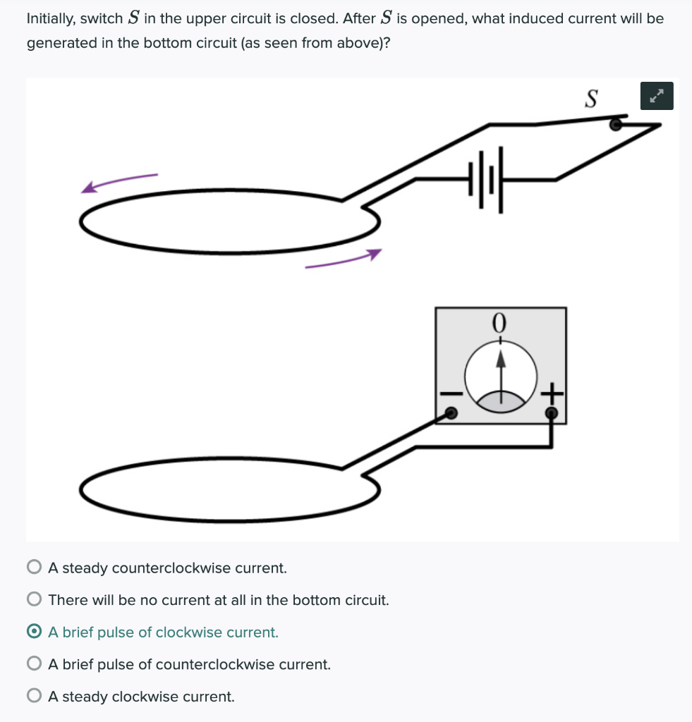 Solved Initially, switch S in the upper circuit is closed. | Chegg.com
