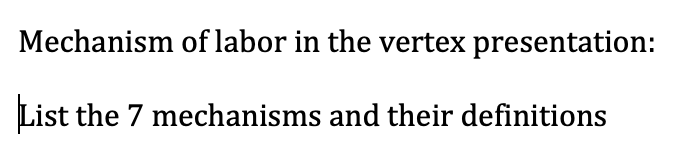 Solved Mechanism of labor in the vertex presentation: List | Chegg.com