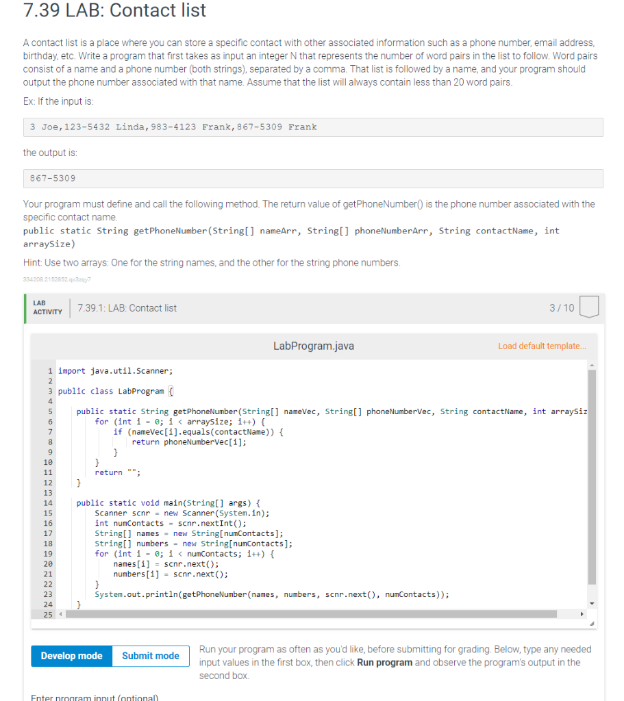 Solved 7.39 LAB: Contact list A contact list is a place | Chegg.com