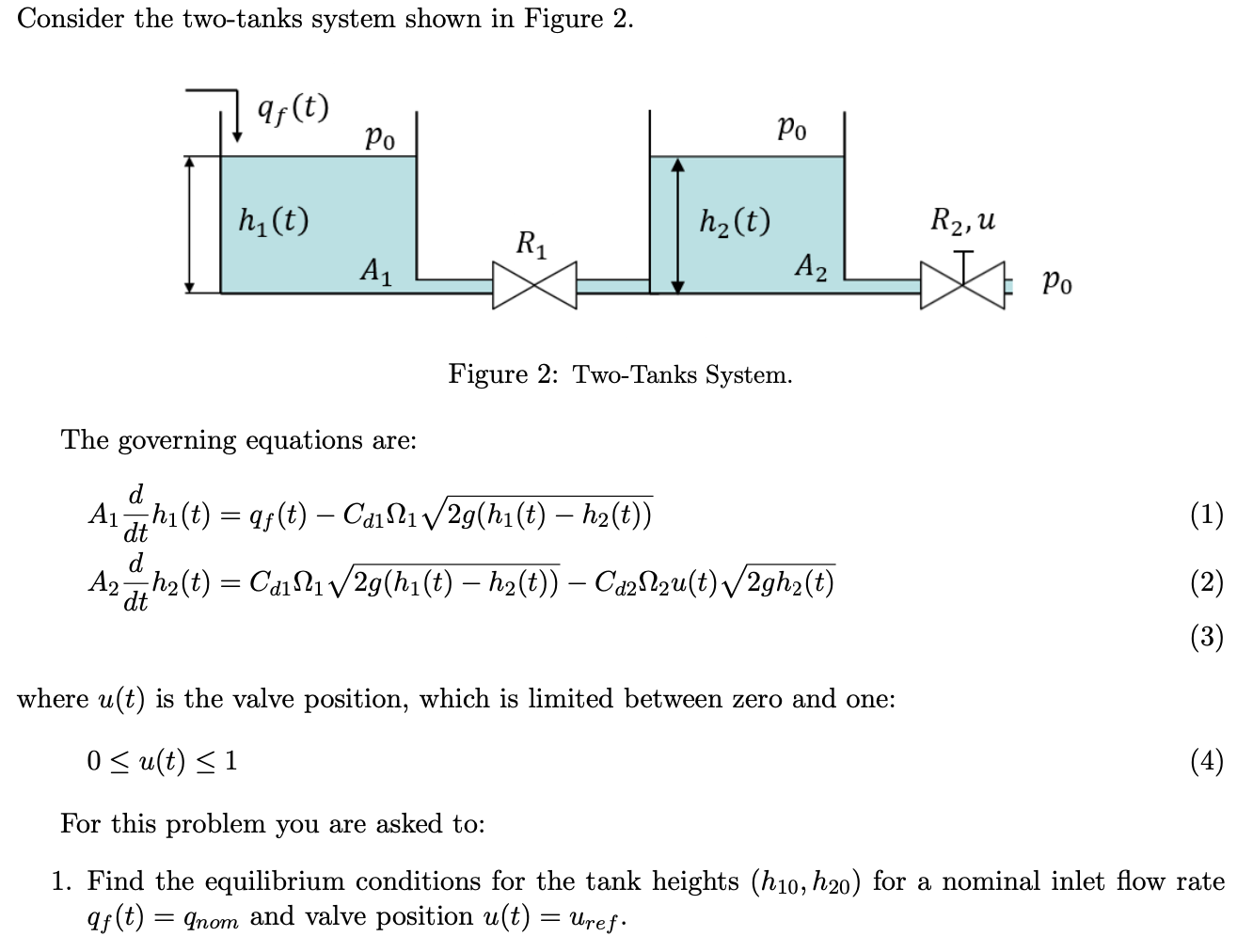Solved Consider the two-tanks system shown in Figure 2. | Chegg.com