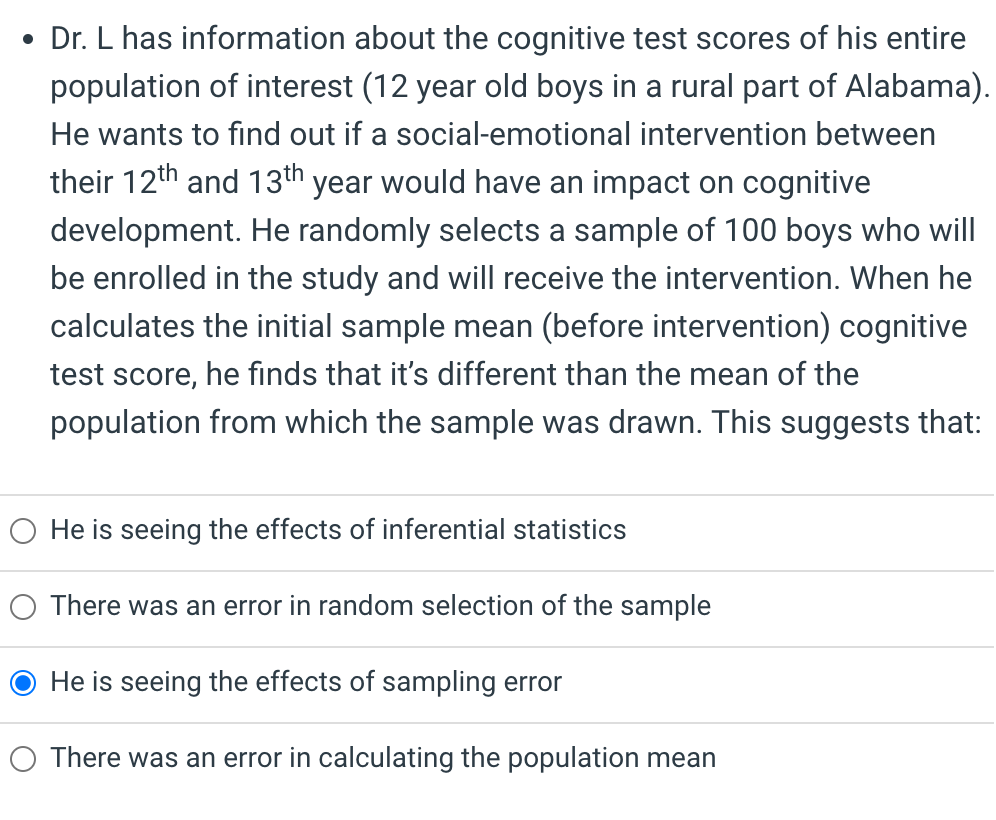 Solved - Dr. L has information about the cognitive test | Chegg.com