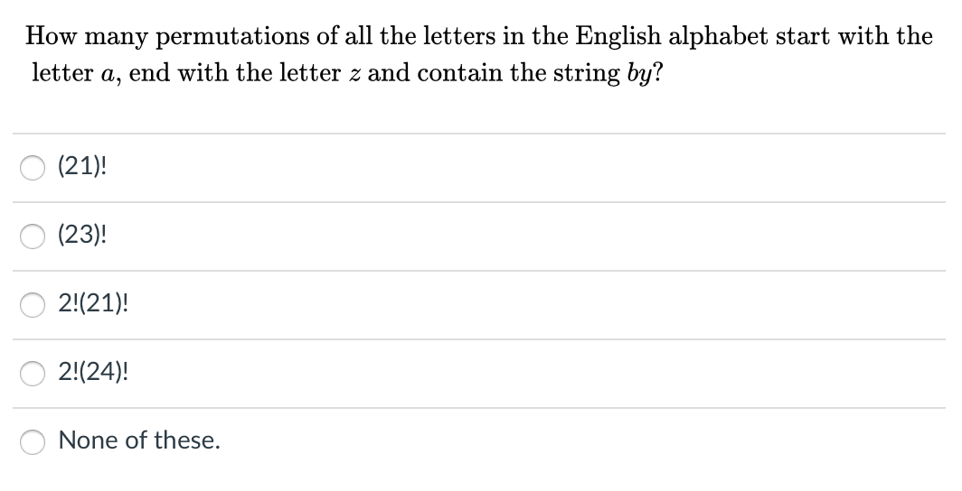 Solved how many permutations of all the letters in the | Chegg.com