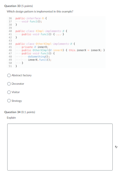 Solved Question 33 (5 points) Which design pattern is | Chegg.com