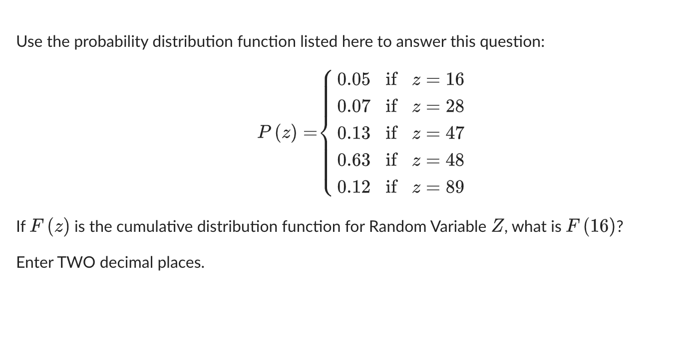 Solved Use the probability distribution function listed here | Chegg.com