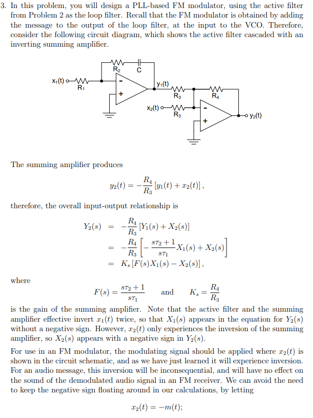 3. In this problem, you will design a PLL-based FM | Chegg.com