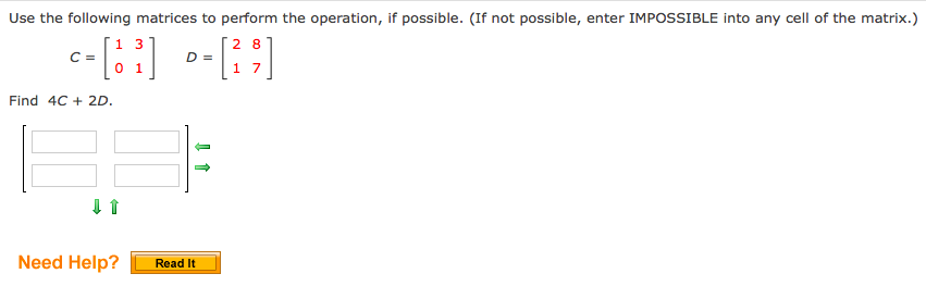 Solved Use the following matrices to perform the operation, | Chegg.com