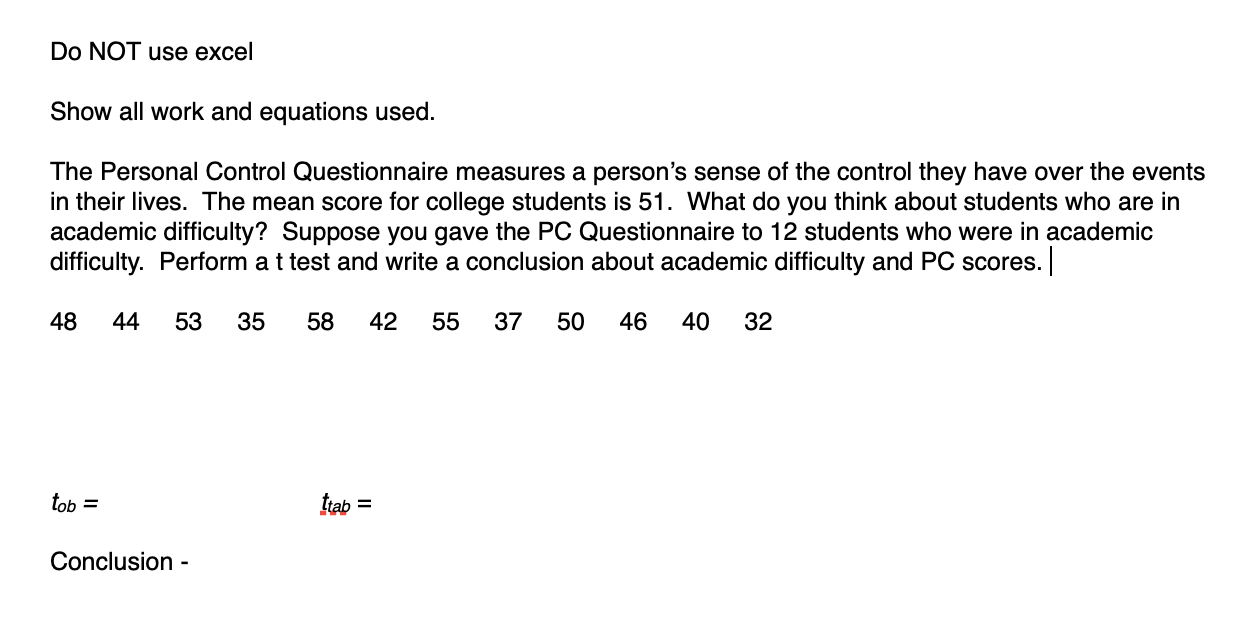 Solved Do NOT use excel Show all work and equations used. | Chegg.com