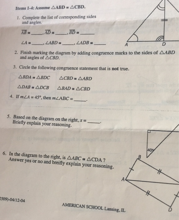 Solved Assume delta ABD approximatelyequalto delta CBD. | Chegg.com Solved Assume delta ABD approximatelyequalto delta CBD. | Chegg.com