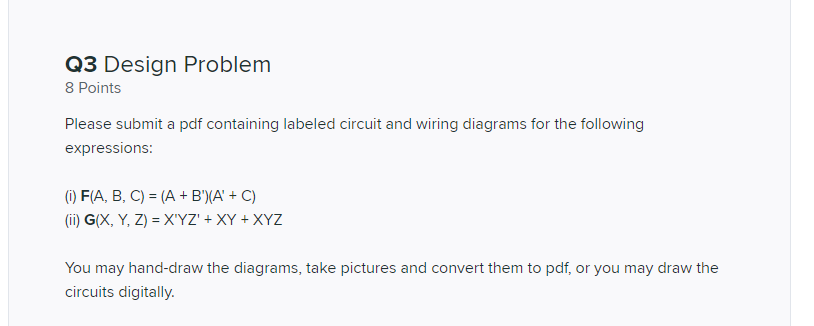 Solved Q3 Design Problem 8 Points Please submit a pdf | Chegg.com