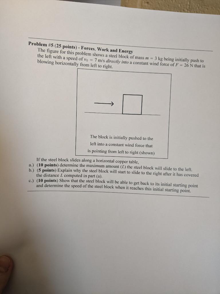 Solved Problem #5 (25 points) - Forces, Work and Energy The | Chegg.com