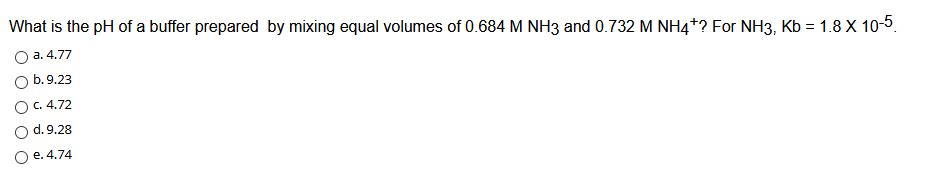 Solved What is the pH of a buffer prepared by mixing equal | Chegg.com