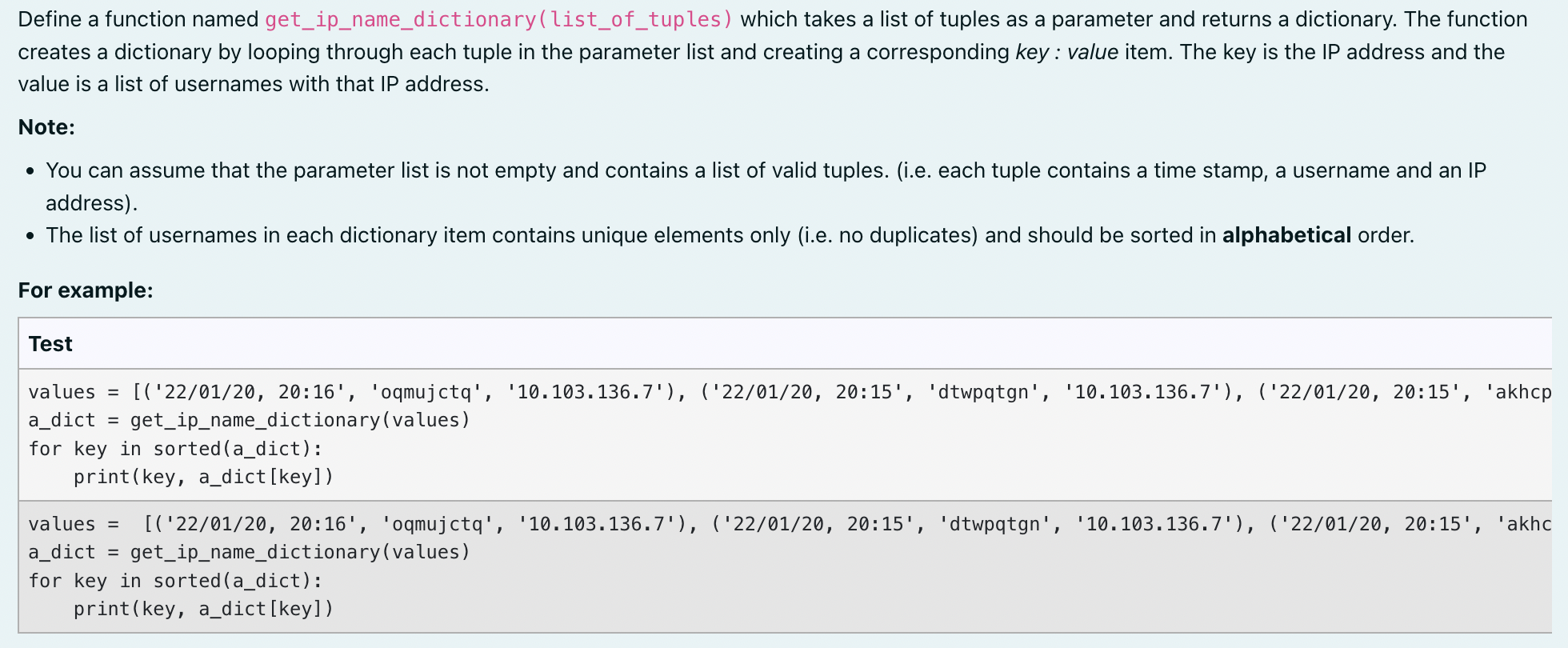 Solved Define a function named get_ip_name_dictionary ( | Chegg.com