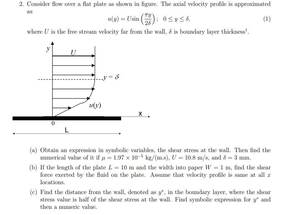 Solved 2. Consider flow over a flat plate as shown in | Chegg.com