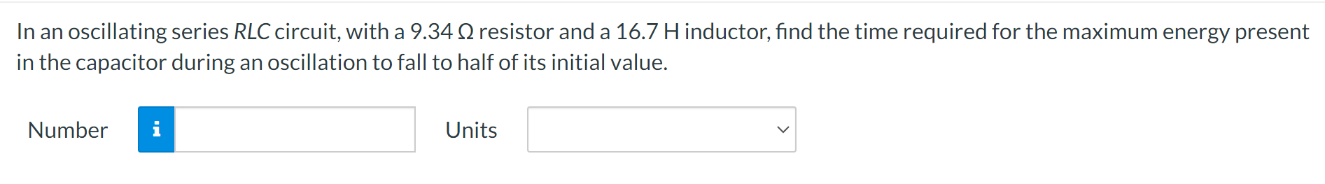 Solved In an oscillating series RLC circuit, with a 9.34Ω | Chegg.com