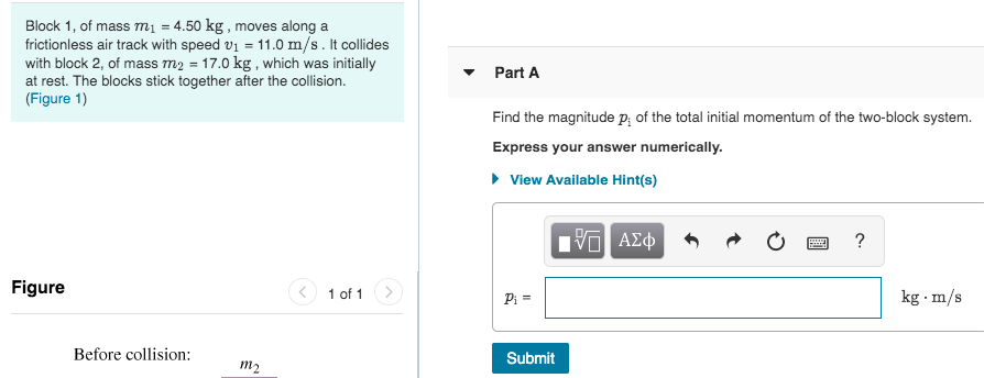 Solved Block 1, of mass m1 = 4.50 kg , moves along a | Chegg.com