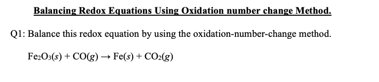 Solved Balancing Redox Equations Using Oxidation number | Chegg.com